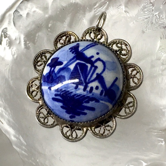 Vintage | Jewelry | Vtg Delft Holland Sterling Silver Pendant | Poshmark